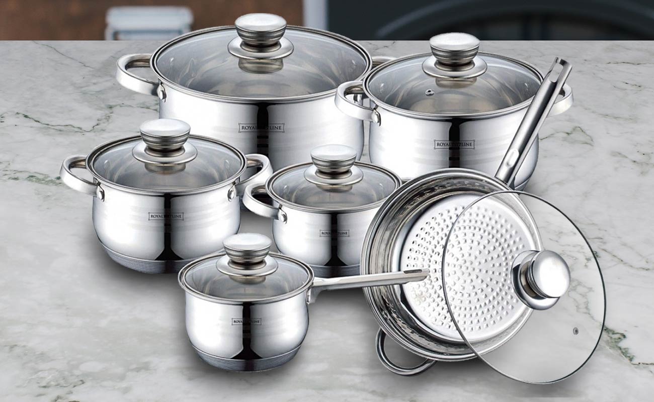 SUPER COOKING - PENTOLE PROFESSIONALI | Set 12 pezzi in acciaio ...
